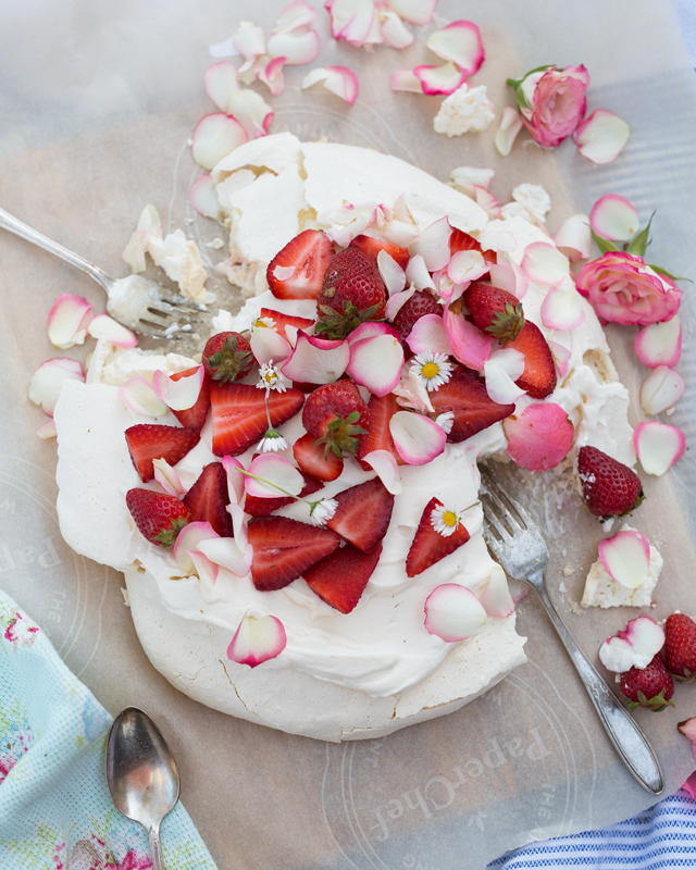 Spring Pavlova with Rose Water, Strawberries and Cream - Marshalls Abroad