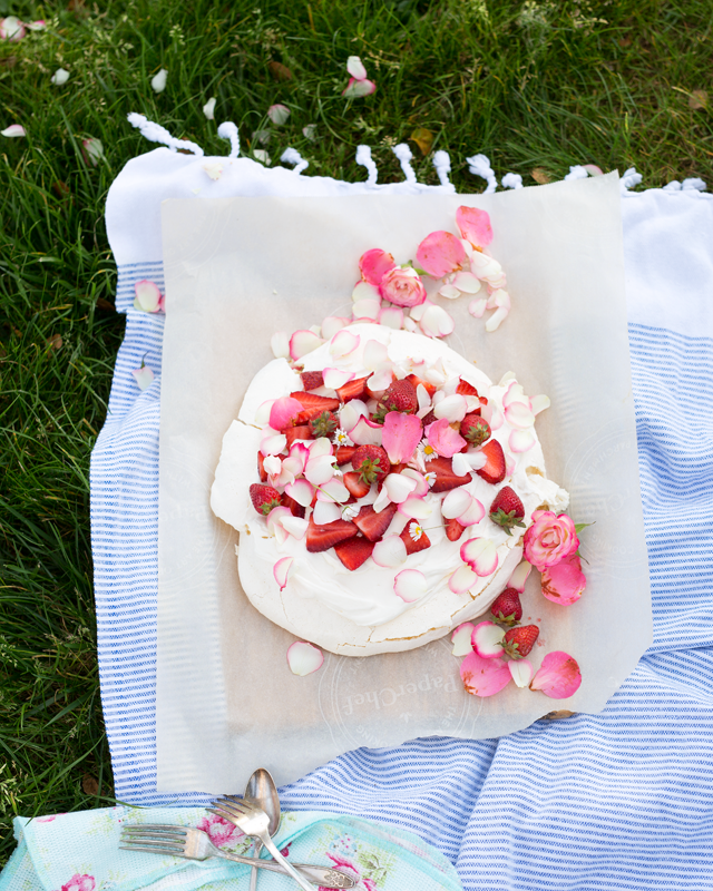 Spring Pavlova with Rose Water, Strawberries and Cream - Marshalls Abroad