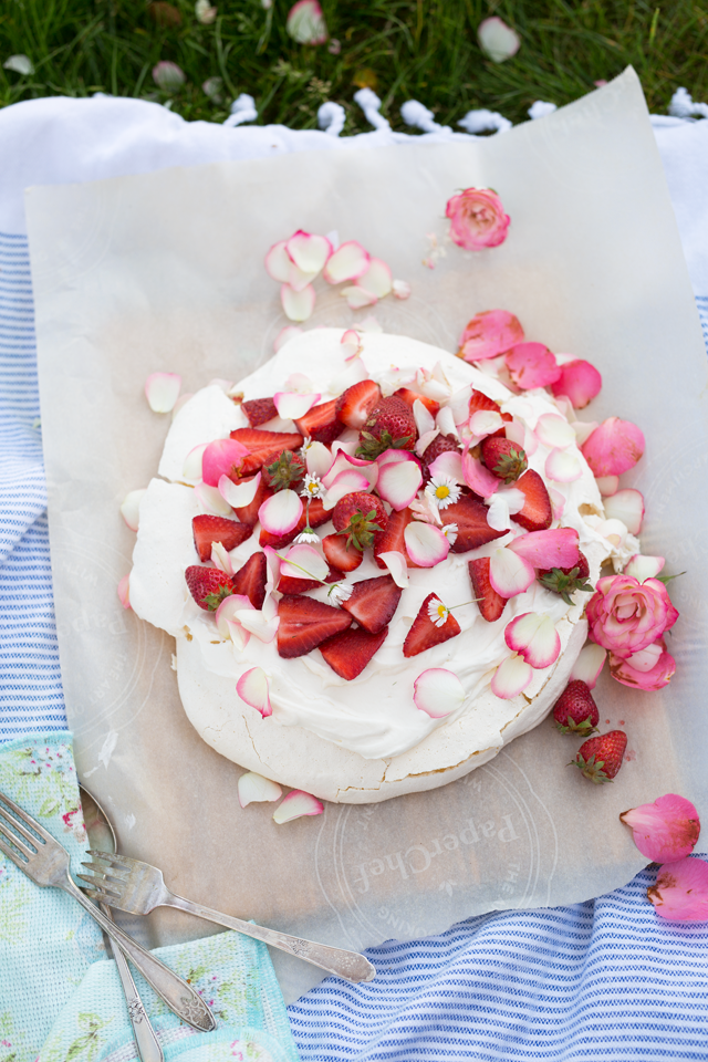 Spring Pavlova with Rose Water, Strawberries and Cream - Marshalls Abroad