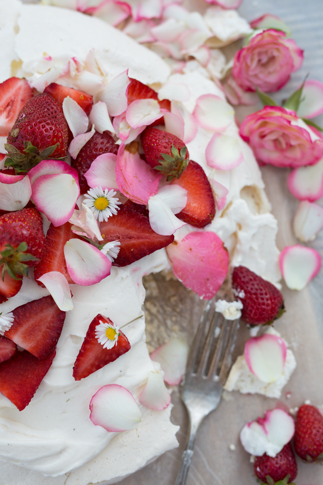 Spring Pavlova with Rose Water, Strawberries and Cream - Marshalls Abroad